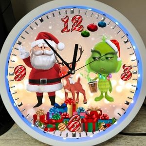 grinch, Santa Claus | Wall Decor | Santa Grinch N Rudolph Clock | Poshmark